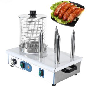 commercial hot dog sausage grill machine, stainless steel hot dog bun heating machine, hot dog warmer steamer with heating rod & 4-sticks, temperature control 50-200℃, for restaurant, breakfast shop