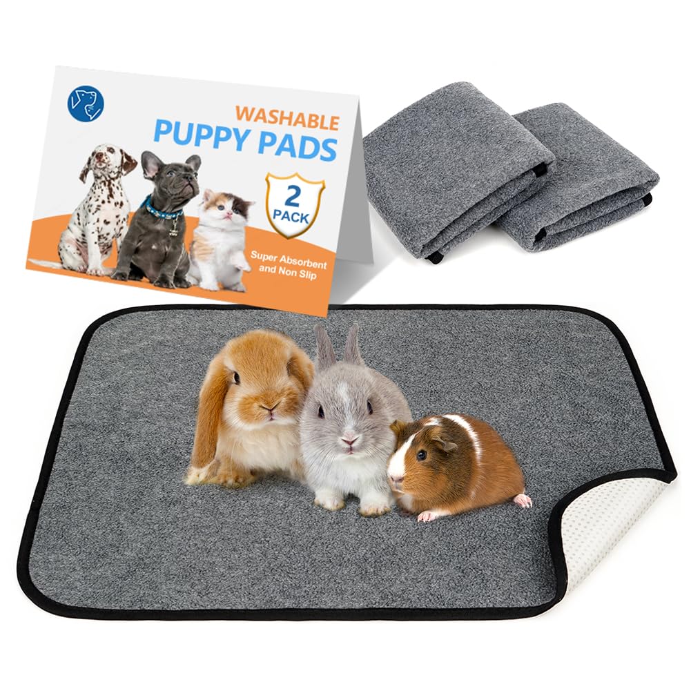 Washable Pee Pads for Dogs 2 Pack Reusable Puppy Pads Waterproof Pet Training Pads, Non-Slip Dog Mats Fast Absorbent Whelping Pads for Playpen, Potty, Crate, Bed, 18" x 24"