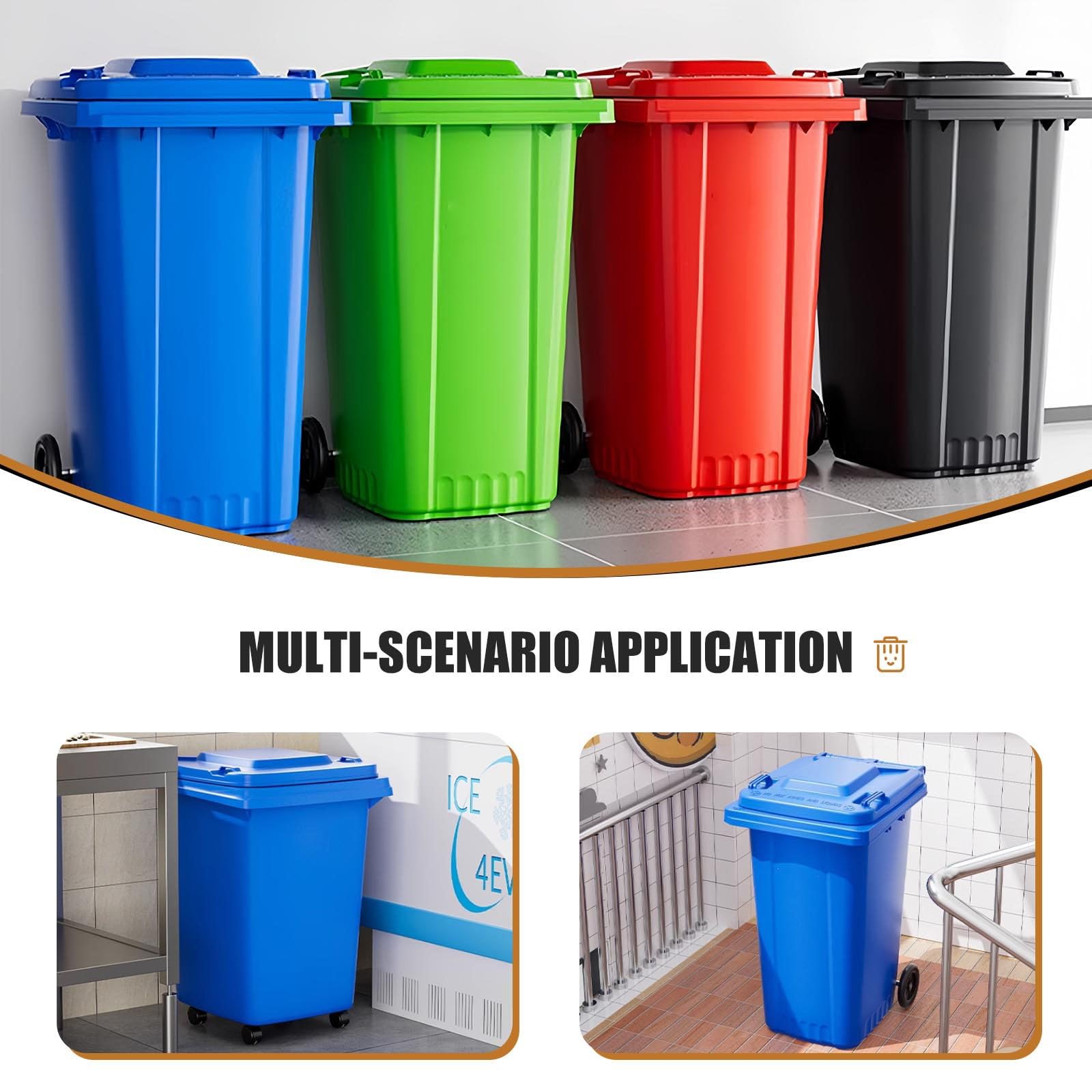 PSYBRYTHIA 30L 50L 100L 120L 240L Outdoor Trash Can Wheeled Garbage Can with Lid, Residential Commercial Trash Can for Backyard Garage Deck Outdoor Use, 4-Colors Available(Green,30L)