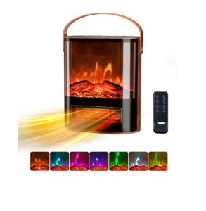 rovsun electric fireplace heater for indoor use w/remote & timer, 1500w portable fake fireplace with 7 flame color, adjustable temperature, overheat protection for home living room bedroom office