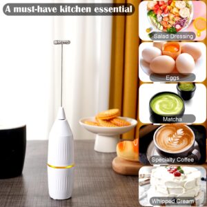 Milk Frother Handheld,Mini Drink Mixer and Coffee Blender Frother for Coffee Bar Accessories, Matcha Whisk,Latte, Cappuccino, Frappe, Hot Chocolate, Egg,Kitchen Essentials Gift (White)