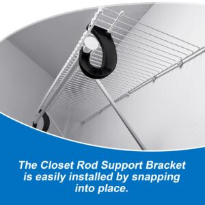 4Pack Hanging Rod Support，3/4Closet Shelf Rod Holder , J-Shaped Closet Brackets forHanging Clothes,Cabinets Storage 5629 (4pack White)