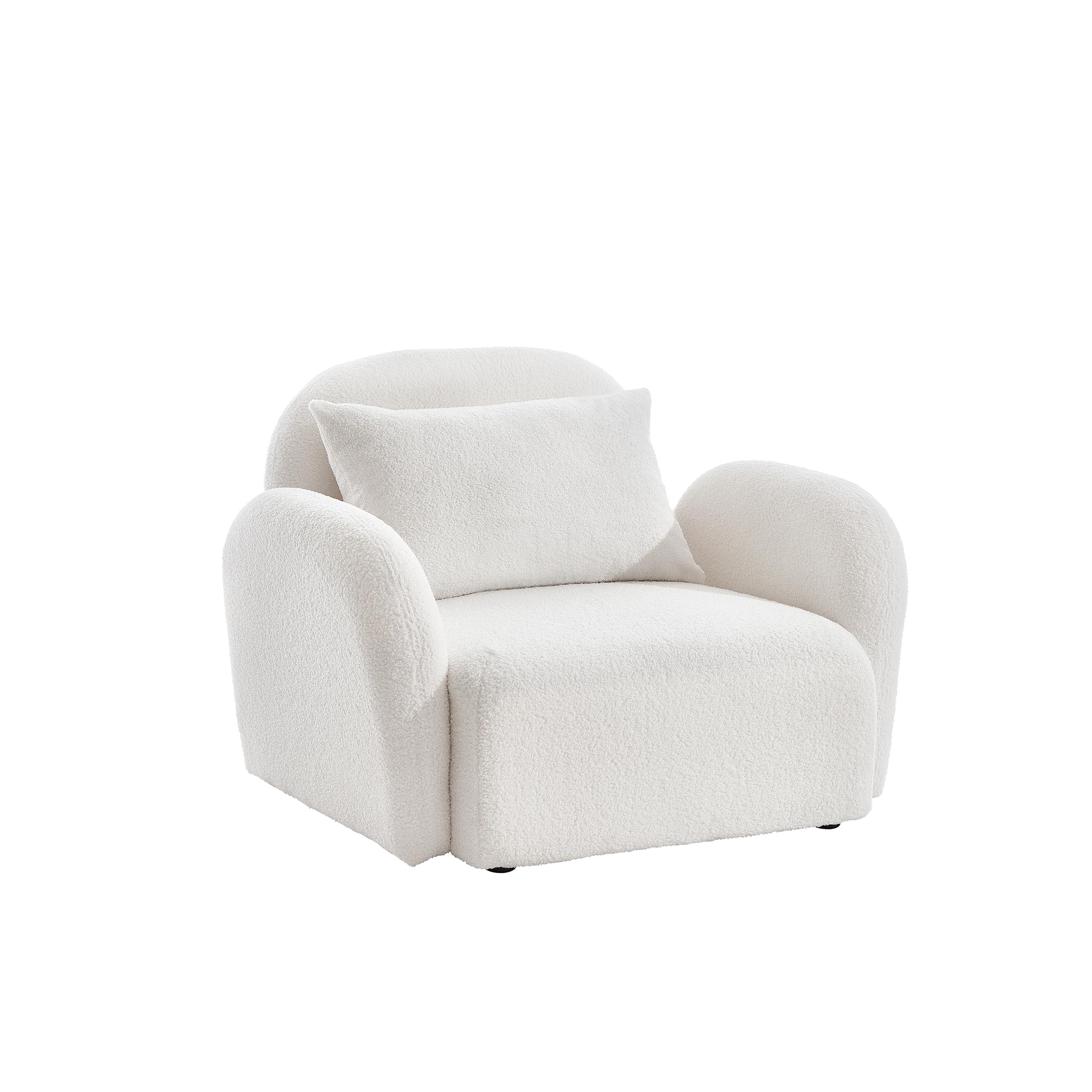 roomfitters Lazy Sofa Chair in Teddy Fabric, Comfortable and Stylish Living Room Seating, Ideal for Cozy Spaces, Durable Upholstery, Modern Design Enhancing a Relaxed Atmosphere, White