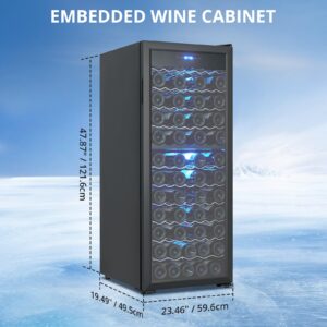 MilleLoom Dual Zone Wine Cellar - 80 Bottles Capacity, Freestanding Wine Cooler, Adjustable Shelves, Single Glass Door, Digital LED Touch Control, For Red, White, Champagne, Sparkling Wine