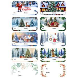 100 pcs christmas gift tags christmas stickers christmas name tags stickers christmas decorations for gift wrap gift bag holiday gifts for women(2.95 x 1.6 inch)