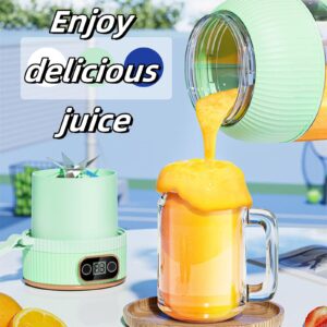 Yulyoie Multifunctional Portable Juicer Cup With Digital Display, Large Capacity Portable Blender USB Rechargeable, for smoothies, juices, and shakes (Blue-Double cups and lids)