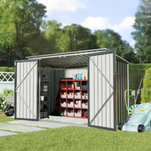 furniwell pool horizontal storage shed, 5.8x3.3 ft outdoor storage shed with lockable metal shed and anti-corrosion storage house, pool storage bins outdoor waterproof for patio, garden