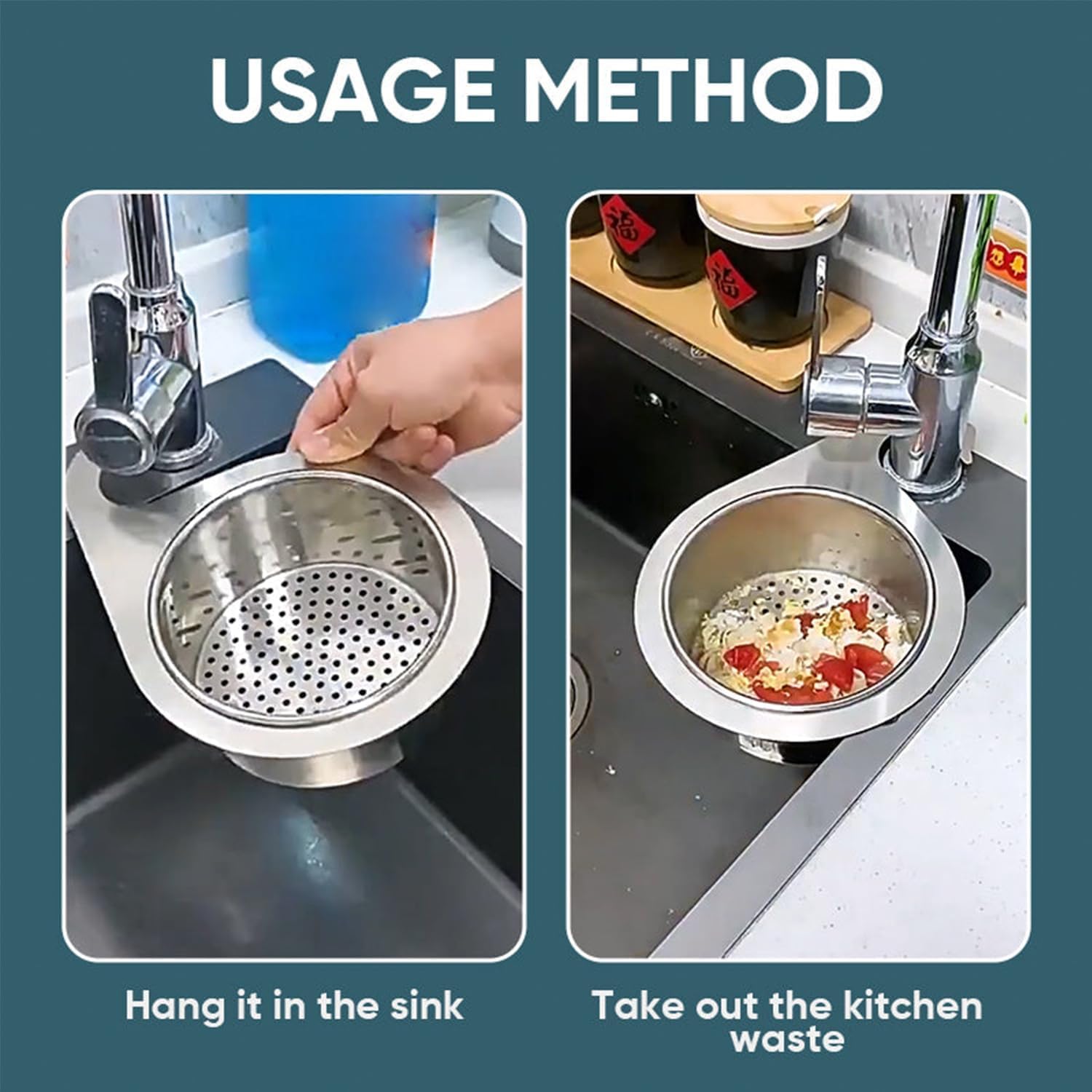 2PCS Stainless Steel Sink Drain Strainer Basket, Drain Basket Quick Drain Kitchen Tools for Food Strainer or Storage Rac