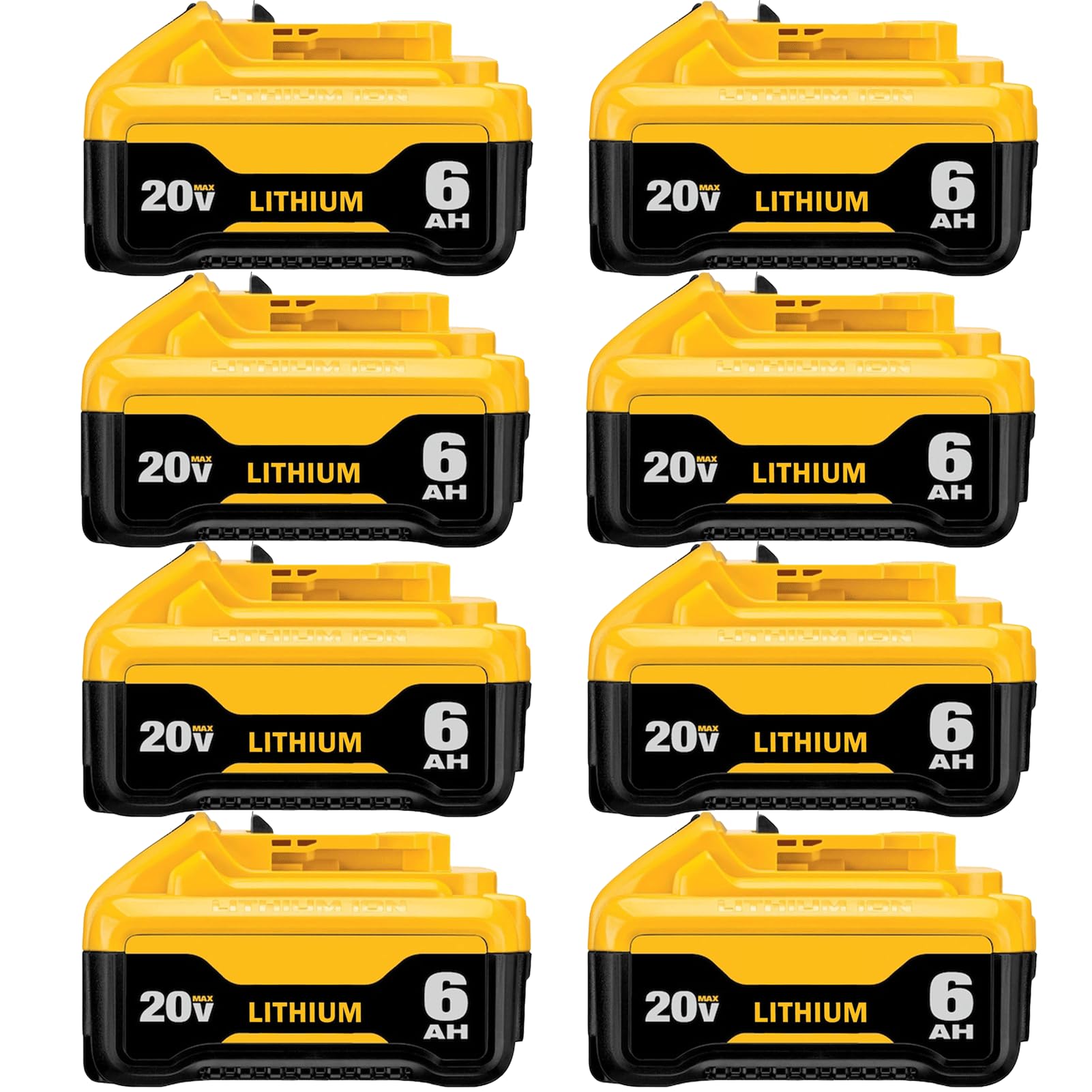 Xmenany 8-Pack 6.0-Ah Replacement for DEWALT 20V Battery Max X*R Lithium ION DCB200 DCB204 DCB206 DCB201 DCB203 DCB181 DCB180