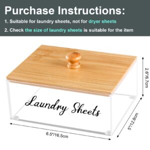 VOTLEVT Laundry Detergent Sheets Holder with Bamboo Lid, Acrylic Laundry Sheets Holder Container, Laundry Room Organization and Storage