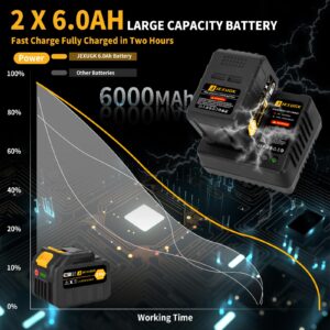 JEXUGK 2000Nm Cordless Impact Gun, 3/4" To 1/2" 2 x 6.0AH Battery Heavy High Torque Impact Wrench, 1500Ft-lbs Brushless Eléctrica Pistola de Impacto, Power Llave de Impacto for Truck Mower Car Repair