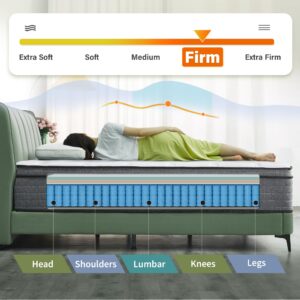 Slecofom 12 Inch King Size Mattress, Firm King Mattress in a Box,Memroy Foam Hybrid Mattress with Individually Pocket Coils Springs for Motion Isolation,Edge Support, Sleep Firm Feel/Fiberglass-Free