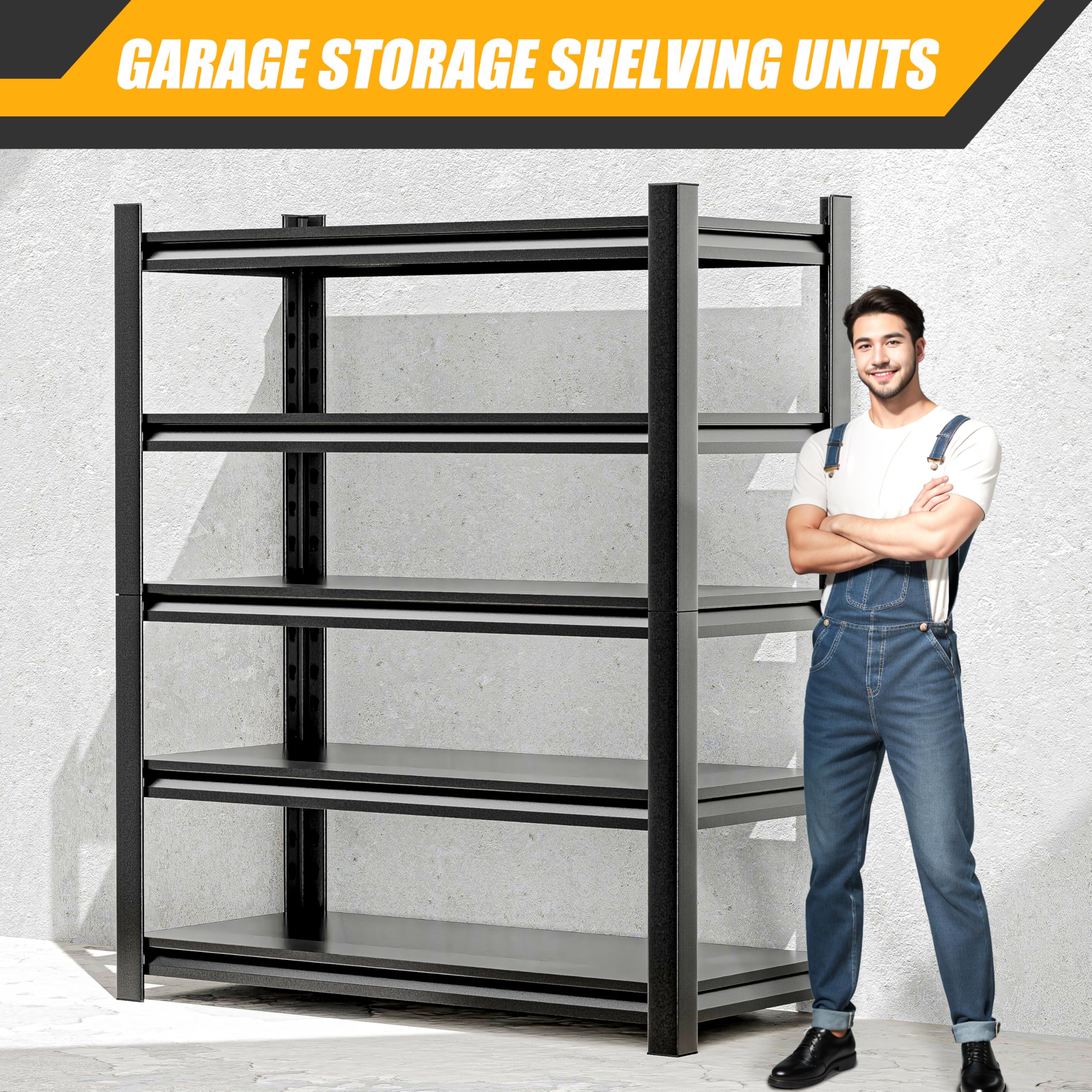 Phonando 78" H 47.2" Wide Garage Shelving,Thickened Heavy Duty Metal Shelving Adjustable Shelves,Garage Storage Shelves,Shelving Rack Industrial Shelving Tool Shelf for Basement Metro