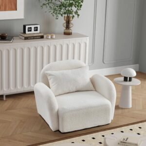 roomfitters Lazy Sofa Chair in Teddy Fabric, Comfortable and Stylish Living Room Seating, Ideal for Cozy Spaces, Durable Upholstery, Modern Design Enhancing a Relaxed Atmosphere, White