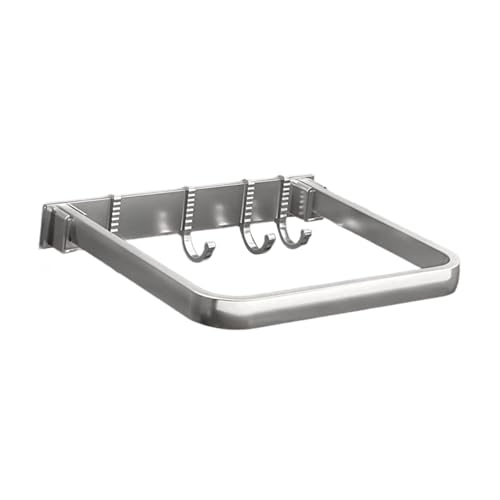 Fenteer Bathroom Towel Rack Bath Towel Holder Foldable Aluminum, Wash Basin Rack Washbasin Holder for Kitchen, Bathroom Decoration, 1 Layer 4 Hooks