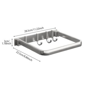 Fenteer Bathroom Towel Rack Bath Towel Holder Foldable Aluminum, Wash Basin Rack Washbasin Holder for Kitchen, Bathroom Decoration, 1 Layer 4 Hooks