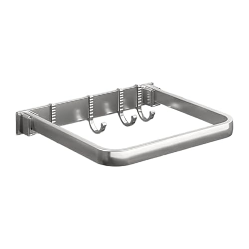 Fenteer Bathroom Towel Rack Bath Towel Holder Foldable Aluminum, Wash Basin Rack Washbasin Holder for Kitchen, Bathroom Decoration, 1 Layer 4 Hooks