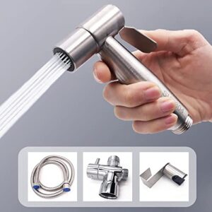 MINJING Handheld Toilet Bidet Faucet Sprayer Stainless Steel Bathroom Hand Spraye Set Self Cleaning Shower Head No Punch