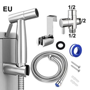 MINJING Handheld Toilet Bidet Faucet Sprayer Stainless Steel Bathroom Hand Spraye Set Self Cleaning Shower Head No Punch