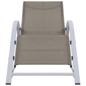 MINERWALL Sun Loungers 2 pcs with Table Aluminum Taupe,Patio Sunlounger Set with Table Comfortable and Durable Outdoor Furniture Sun Loungers, Outdoor Seating