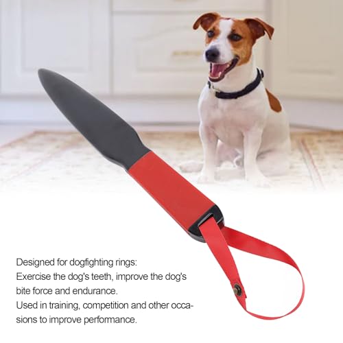 Pssopp Dog No Bite Stick Dog Break Stick Extra Tough Interactive Toy Dog Bite Training Stick for Dental Health Pet Supplies (Red Handle Red Lanyard)