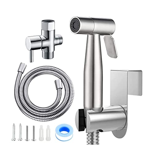 MINJING Handheld Toilet Bidet Faucet Sprayer Stainless Steel Bathroom Hand Spraye Set Self Cleaning Shower Head No Punch