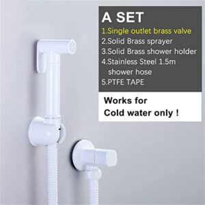 MINJING Bidet Faucet, Handheld Toilet Bidet Sprayer, Solid Brass White Douche Kit, Bidet Faucet Washer Shower Spout,C Set