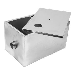 commercial grease trap, stainless steel grease interceptor trap 4 gallons per minute, oil water separator with removable filter basket for restaurant, 3 level filtration