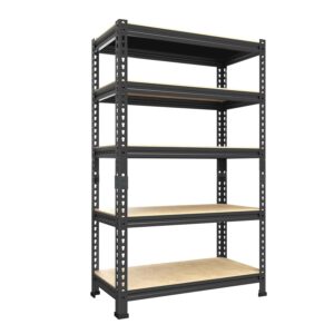 go-trio storage shelves 5 tier adjustable height garage storage shelving unit, heavy duty metal storage utility rack shelf for warehouse pantry closet kitchen laundry, 71" x 35" x 12", black