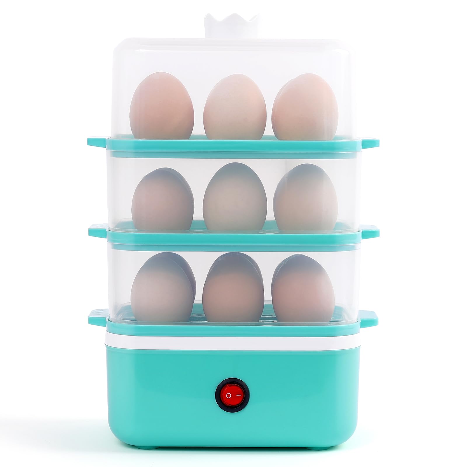 Triple Egg Cooker, 18 Egg Capacity Electric Egg Cooker with Auto Shut-Off Function makes hard, medium or soft boiled eggs quickly and meets your many needs for eggs and food.