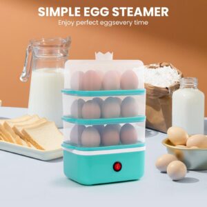 Triple Egg Cooker, 18 Egg Capacity Electric Egg Cooker with Auto Shut-Off Function makes hard, medium or soft boiled eggs quickly and meets your many needs for eggs and food.