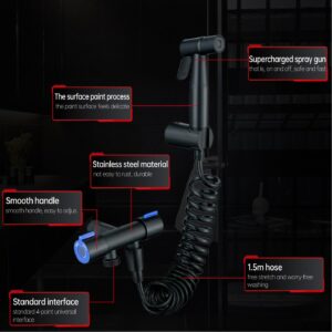 FES Handheld Bidet Sprayer for Toilet, 304 Stainless Steel Adjustable Pressure Control Bidet Faucet Diaper Sprayer Set with Hose Attachment Easy Install for Kitchen and Toilet Cleaning