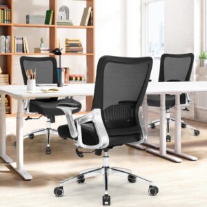 Ergonomic Office Desk Chair 400lbs Heavy Duty Home Office Desk Chairs with Wide Thick Seat Cushion, Executive Computer Task Chair with Adjustable Seat Height & Arm Height for Heavy People