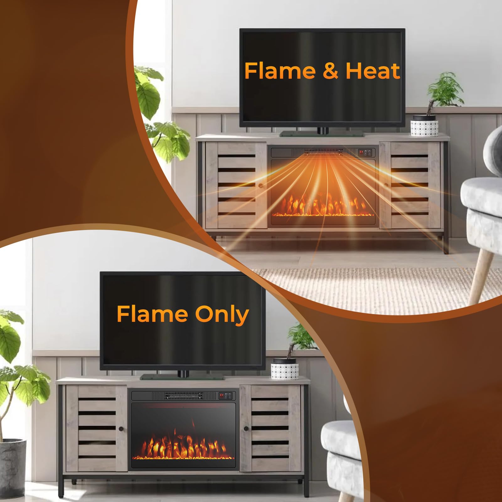 COSTWAY 23 Inches Electric Fireplace Insert, 750W/1500W Fireplace Heater with Remote Control, Adjustable Flame Color & Brightness, 1H-8H Timer, Thermostat and Overheat Protection