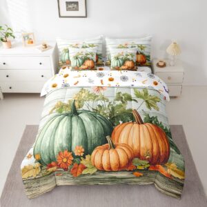 erosebridal rustic farmhouse fall bedding sets 7 piece pumpkin bed in a bag king thanksgiving harvest season comforter set with sheets for kids adults,autumn botanical leaces bed set