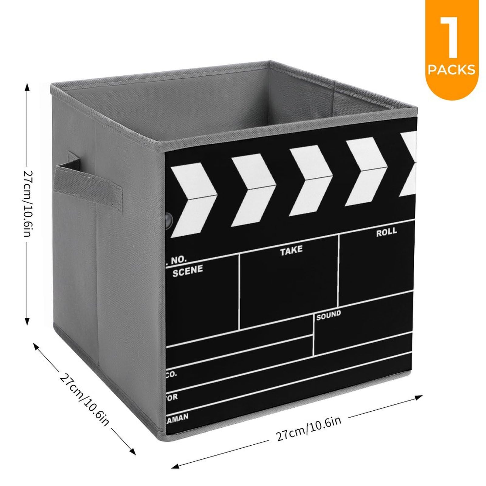 OPOZSDF Collapsible Storage Cubes with Handles, 10.6 Inch Storage Basket Compatible with Movie Clapboard Storage Bins Decorative for Cube Shelf Organizer