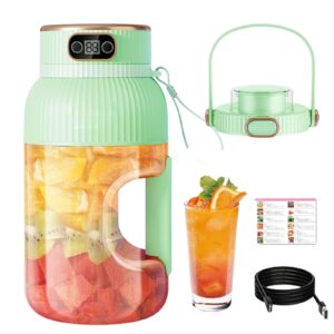 yulyoie multifunctional portable juicer cup with digital display 2024 new, juice cup blender, 40.6oz personal wireless portable blender rechargeable for shakes, smoothies, fruits (a green/1pcs)