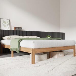 Novilla 12 Inch Wooden Full Size Bed Frame, Classic Solid Wood Platform Bed Frame Full Size, Sturdy Wood Slat Support, No Box Spring Needed, Easy Assembly