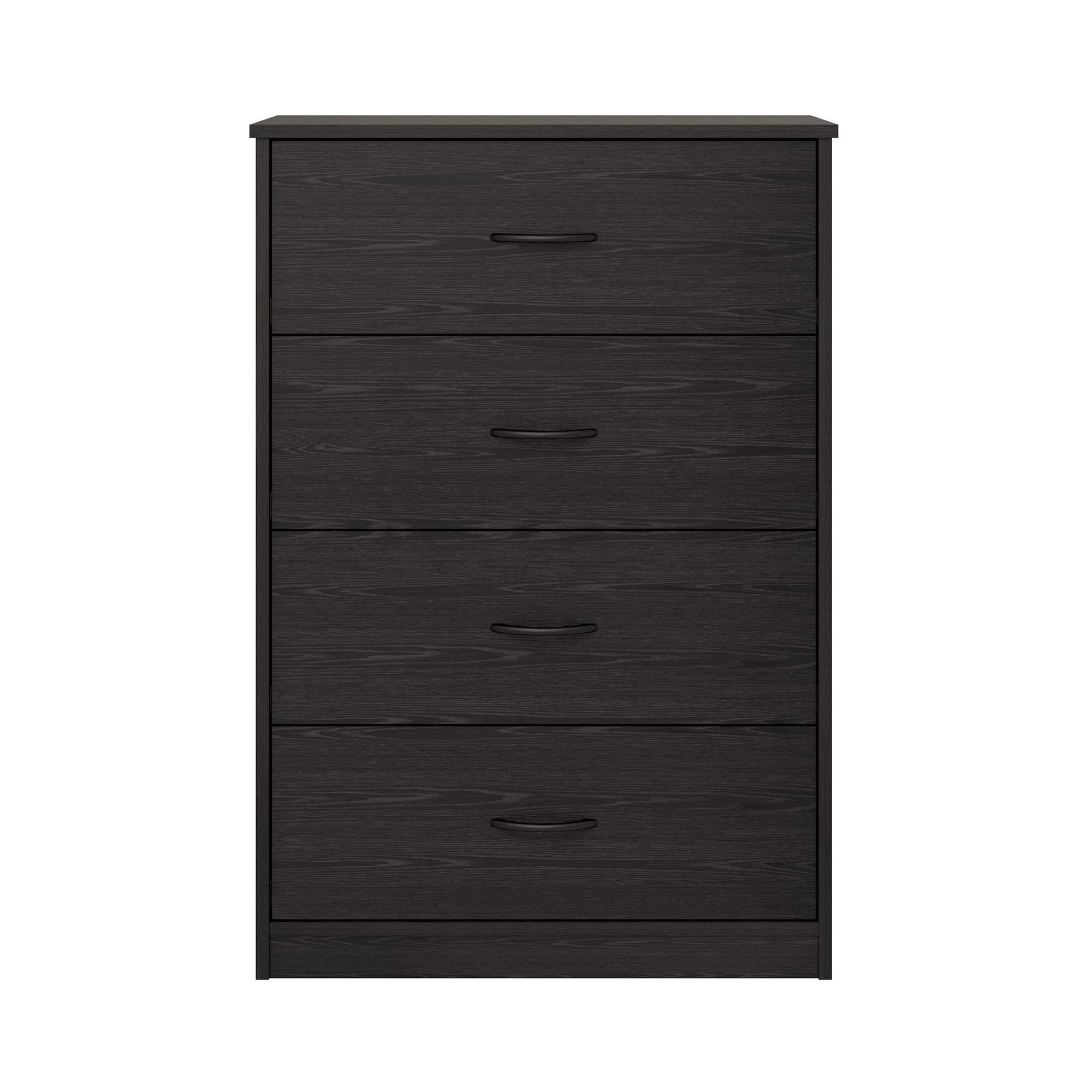 Ameriwood Home Everly Tall 4-Drawer Dresser, Black Oak