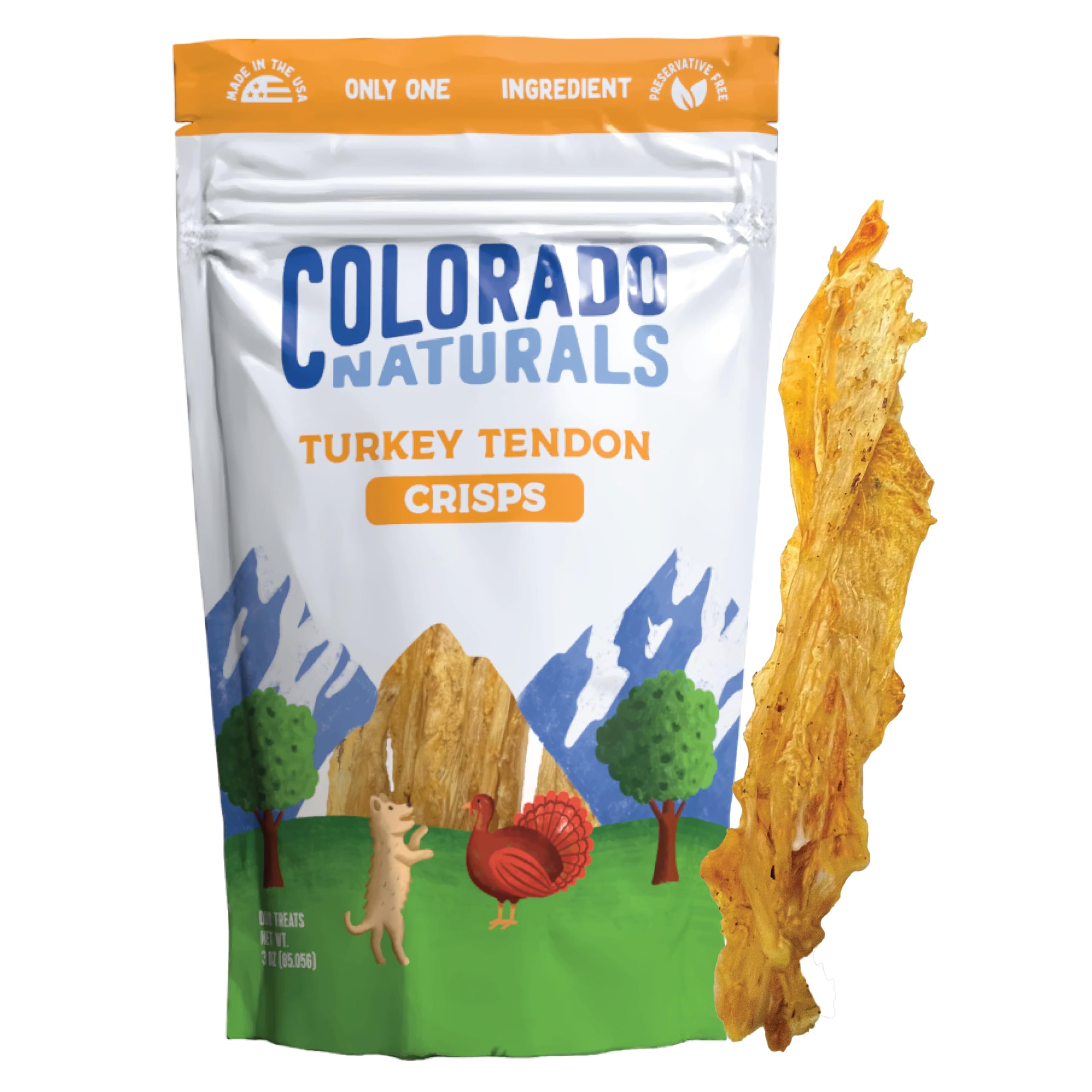 COLORADO NATURALS Turkey Tendon Chews, 3 oz – All-Natural, Made in USA, No Fillers or Preservatives – Great for Dental Health