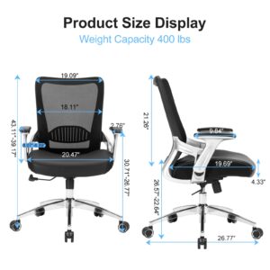 Ergonomic Office Desk Chair 400lbs Heavy Duty Home Office Desk Chairs with Wide Thick Seat Cushion, Executive Computer Task Chair with Adjustable Seat Height & Arm Height for Heavy People