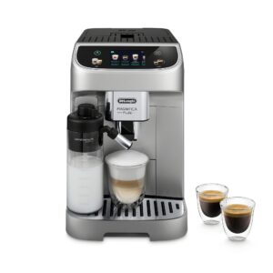 de'longhi magnifica plus fully automatic espresso machine with automatic milk frother for 18+ one touch recipes, built-in grinder, ecam32070sb