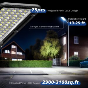 WYWNA 8000W Solar Street Lights Outdoor+5000W Solar Street Lights Outdoor - 6500K Solar Parking Lot Lights Commercial Dusk to Dawn, Heavy Duty Split Type LED Solar Street Light Remote Control, Street