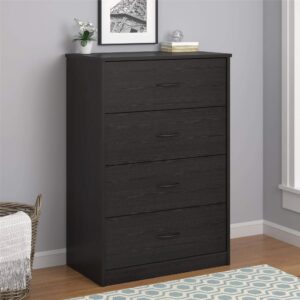 Ameriwood Home Everly Tall 4-Drawer Dresser, Black Oak