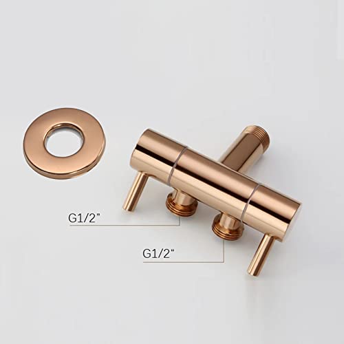 MINJING Rose Gold Handheld Bidet Sprayer for Toilet, Solid Brass Cold Water Bidet Faucet, Wall Mount Bathroom Bidet Attachment Set, Adjustable Water Pressure Shower Douche Kit