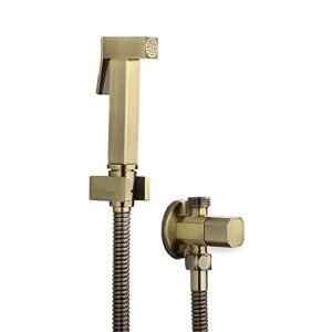 minjing bronze hand held bidet sprayer for toilet brass square baby cloth diaper sprayer wall mounted toilet sprayer cold water portable bathroom toilet with 1.5m shower hose,b set