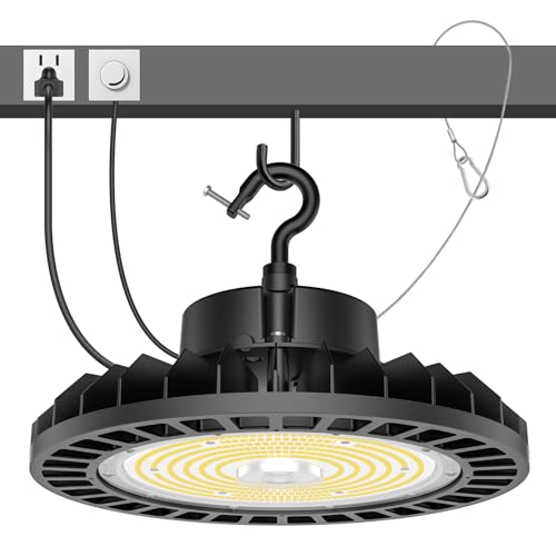 ZGDZ LED UFO High Bay Light, 240W Highbay LED Shop Light, 36,000 Lumens Super Bright, 5000K, 0-10V Dimmable, 5' Cable Plug, Industrial Grade, ETL Listed