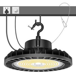 ZGDZ UFO LED High Bay Light - 200W LED Warehouse Light, 30,000 Lumens Super Bright, 5000K, 0-10V Dimmable, 5' Cable Plug, Industrial Grade, ETL Listed