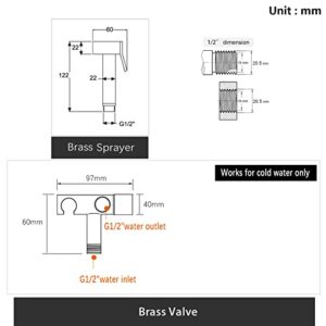 MINJING Handheld Bidet Sprayer Kit White, Solid Brass Body Cloth Diaper Sprayer for Toilet, Wall Mount Bathroom Douche Kit, Single Cold Bidet Faucet for Personal Hygiene