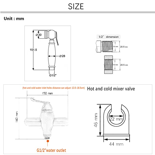 MINJING Handheld Bidet Sprayer Set, Solid Brass Hot and Cold Mixer Bidet Faucet, Toilet Douche Kit Shower Set, Wall Mounted Bathroom Bidet Attachment Set,Rose Gold